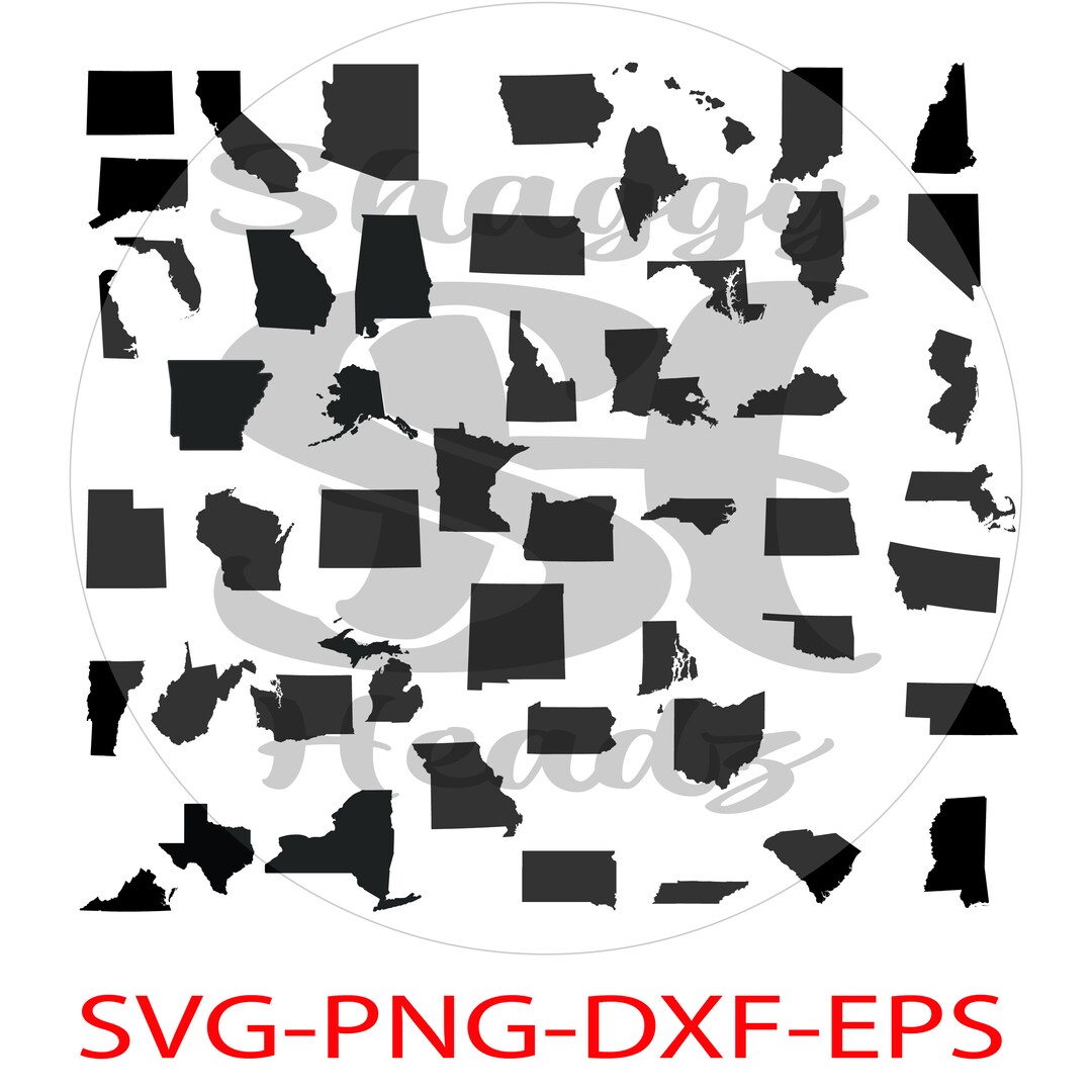 USA 50 States Bundle | Svg - Png - Eps - Dxf | Instant Digital Files ...