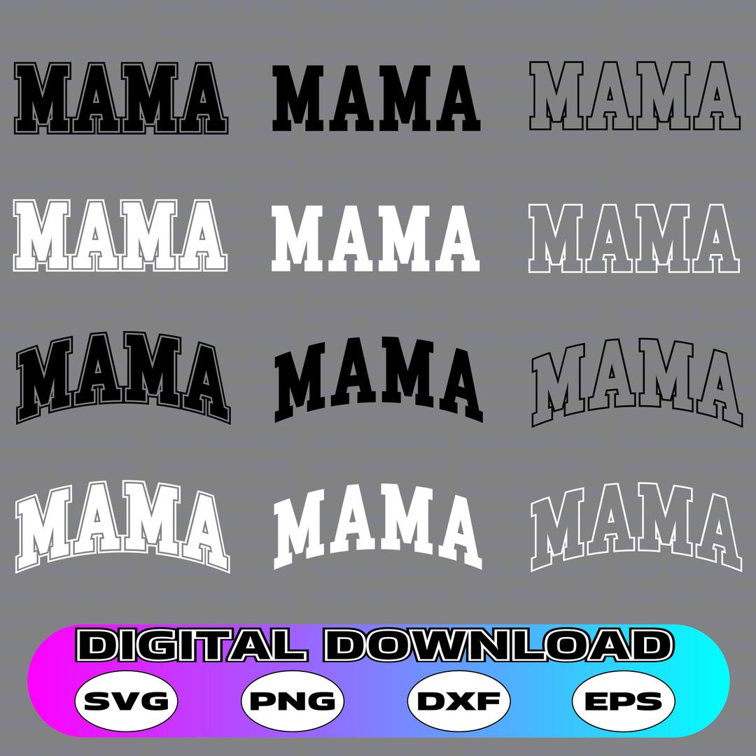 Mama Varsity Bundle Svg Png, Mama Varsity Bundle Curved Svg, Mama ...