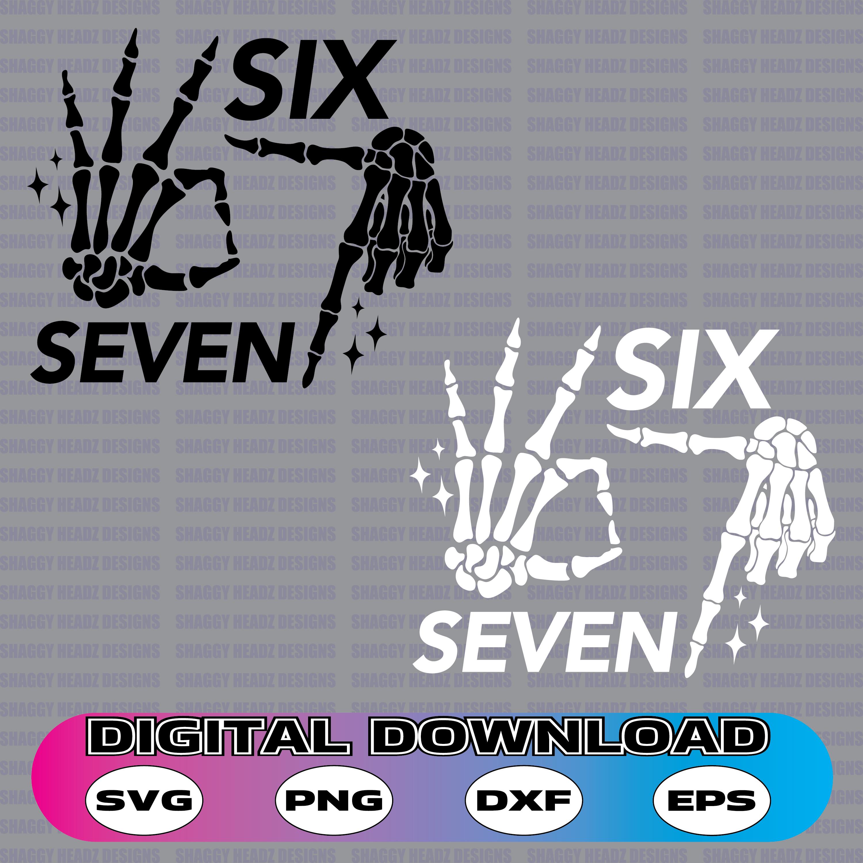 Funny 6 7 Skeleton Hands Clipart: Halloween SVG PNG Files (digital ...