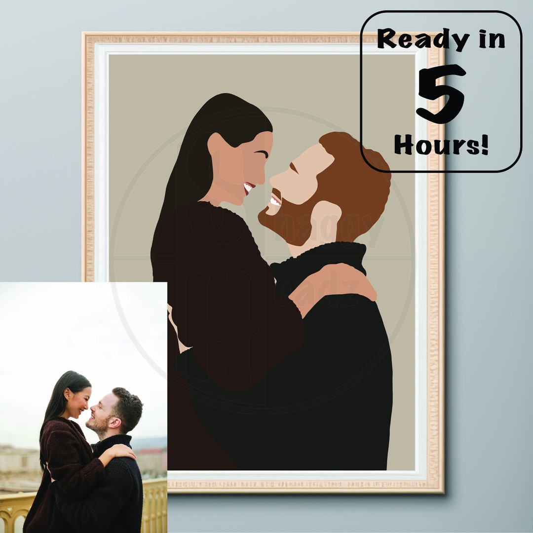 Faceless Art Custom Drawing Couples Gift Portrait From Photo Family ...