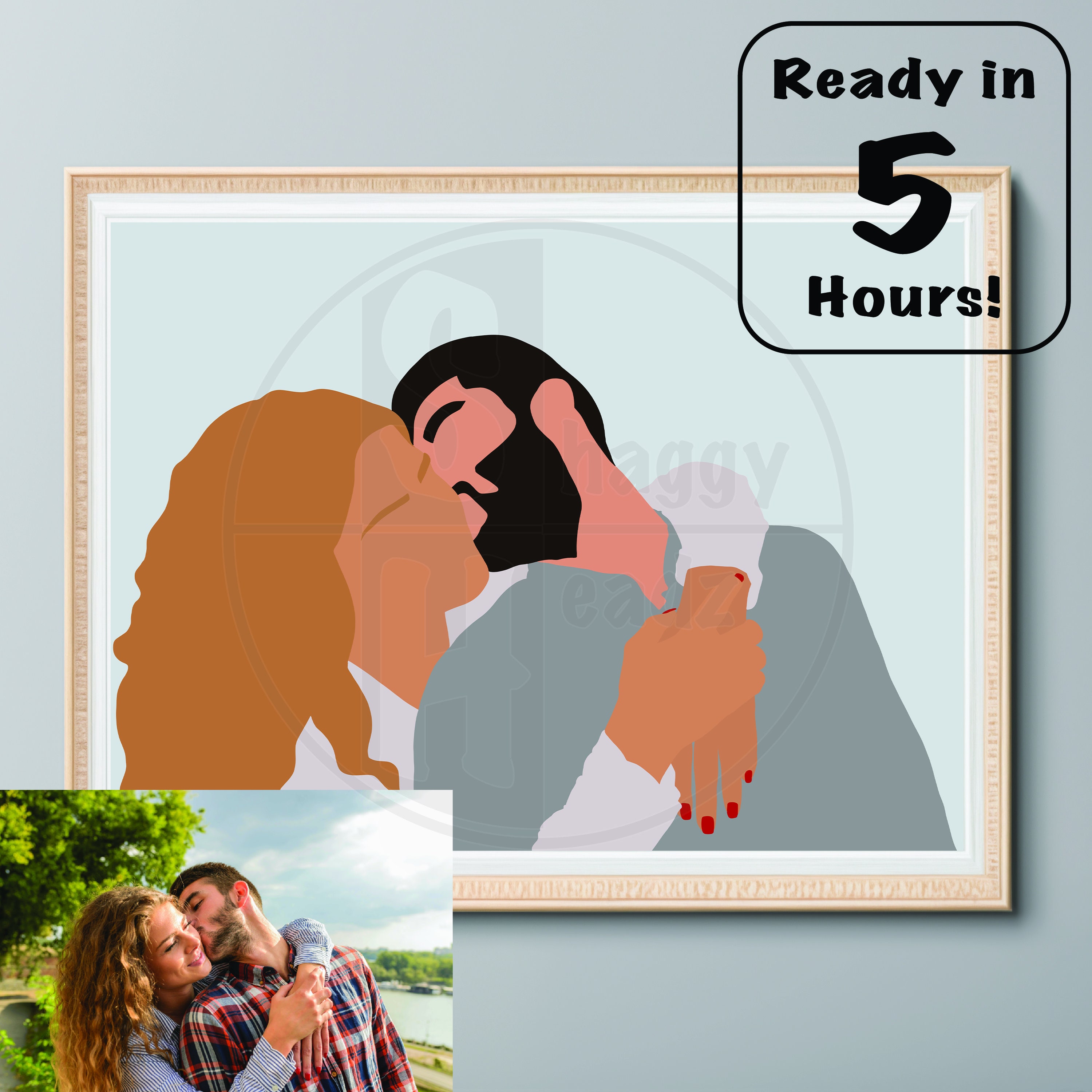 Faceless Art Custom Drawing Couples Gift Portrait From Photo Family ...