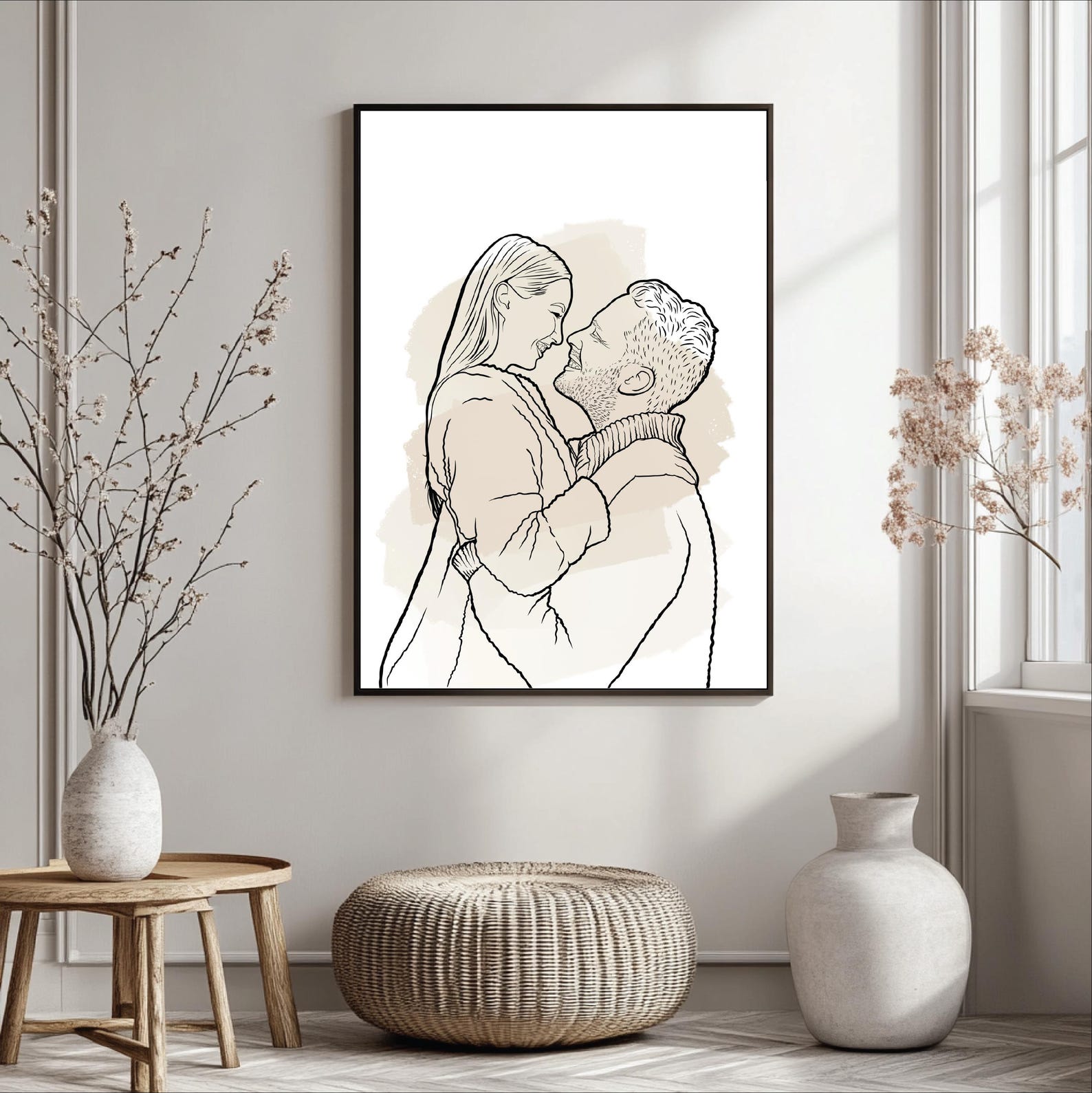 Custom Line Drawing From Photo, Couple Line Art Portrait From Photo ...