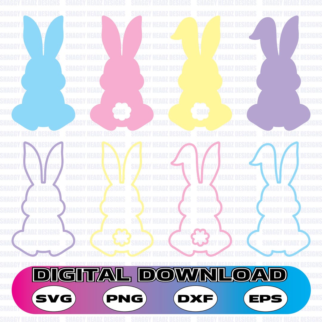Easter Bunny Shape and Outline Svg Png, Dxf, Eps, Bunny Silhouette ...