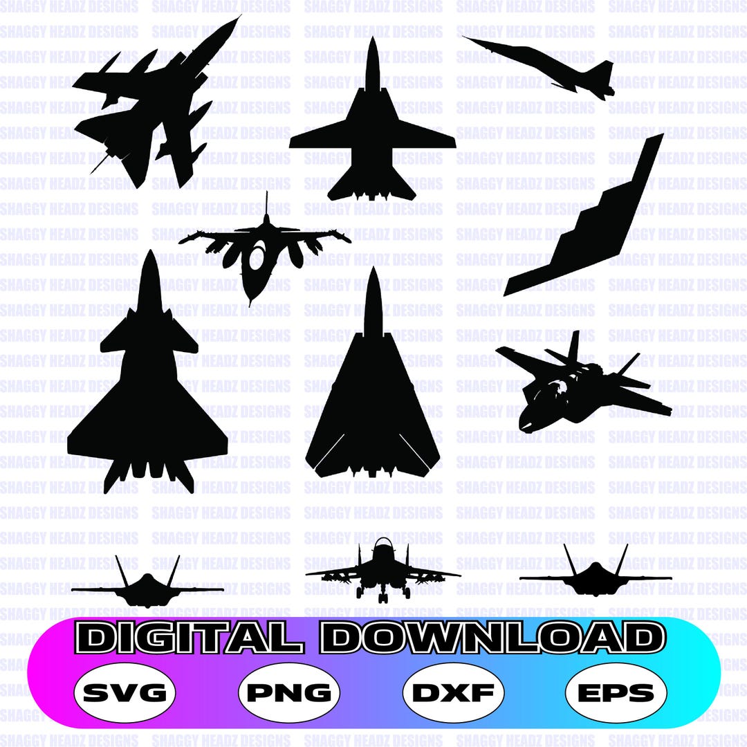 Fighter Jets SVG Bundle: Military Aircraft Cut Files (digital Download ...