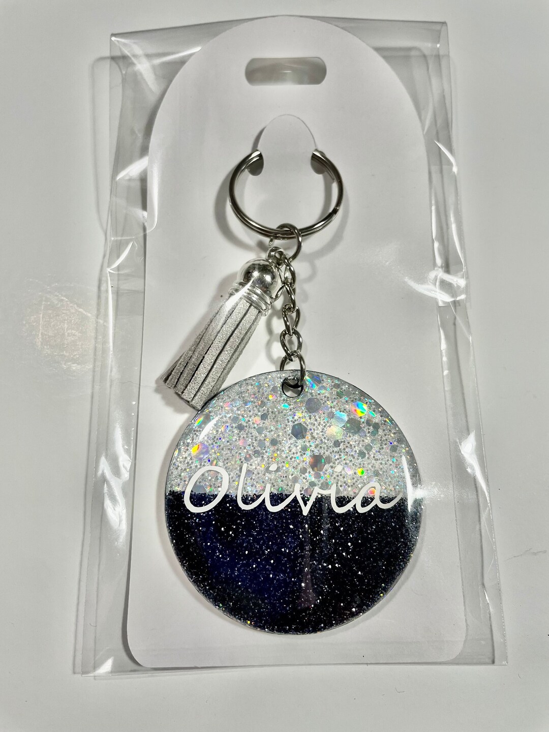 Handcrafted Glitter Sparkle Resin Keychain Personalized Custom Name ...