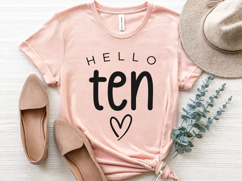 Hello Ten Shirt for Birthday Party 10th Birthday Girl Shirt - Etsy