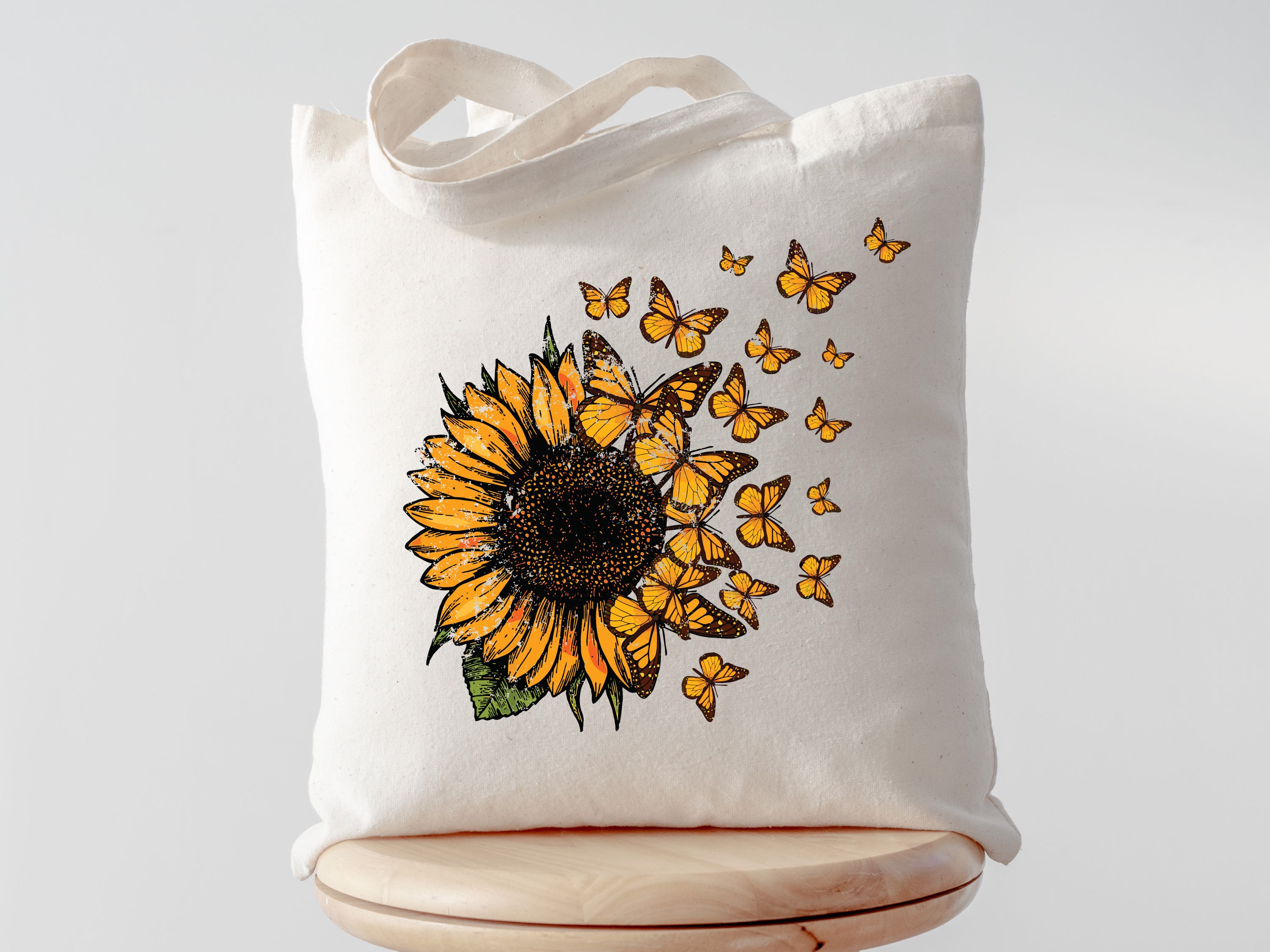 Butterfly Flower Tote Bag - Etsy