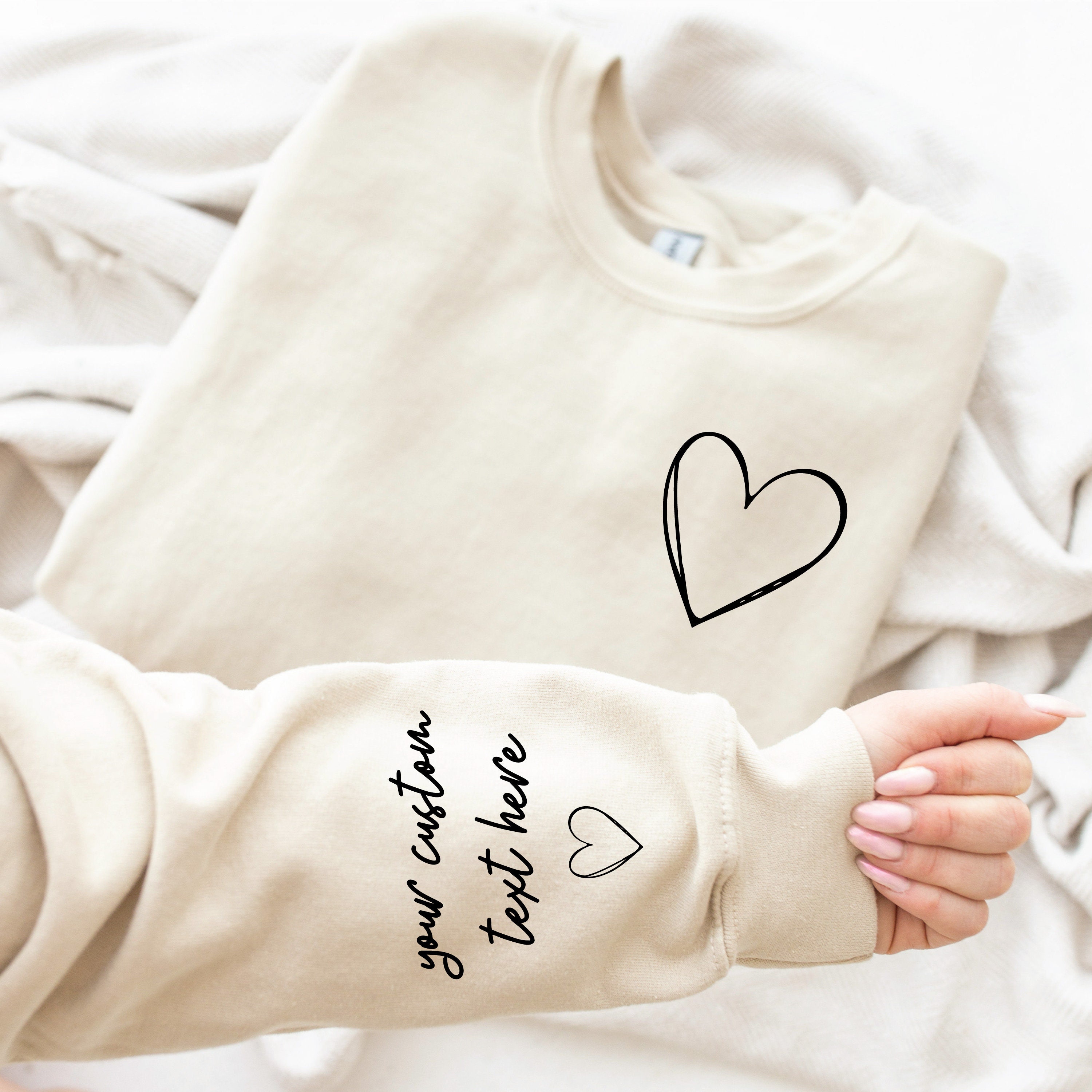 Custom Text on Sleeve Sweatshirt - Custom Text Sweatshirt ...