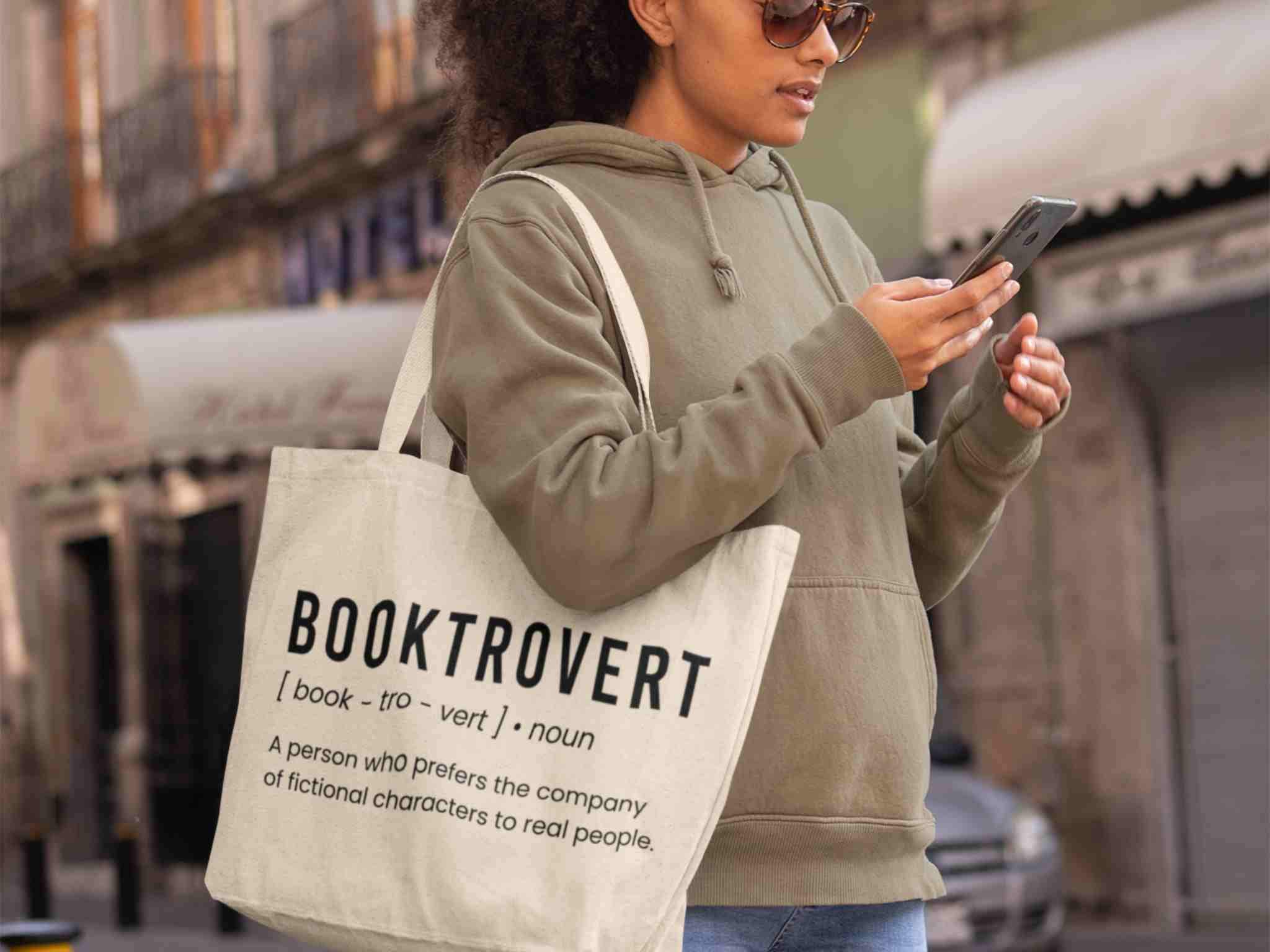 Booktrovert Tote Bag, Book Lovers Tote, Gift for Book Lover, Gift for ...