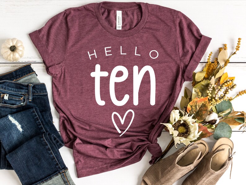 Hello Ten Shirt for Birthday Party 10th Birthday Girl Shirt - Etsy