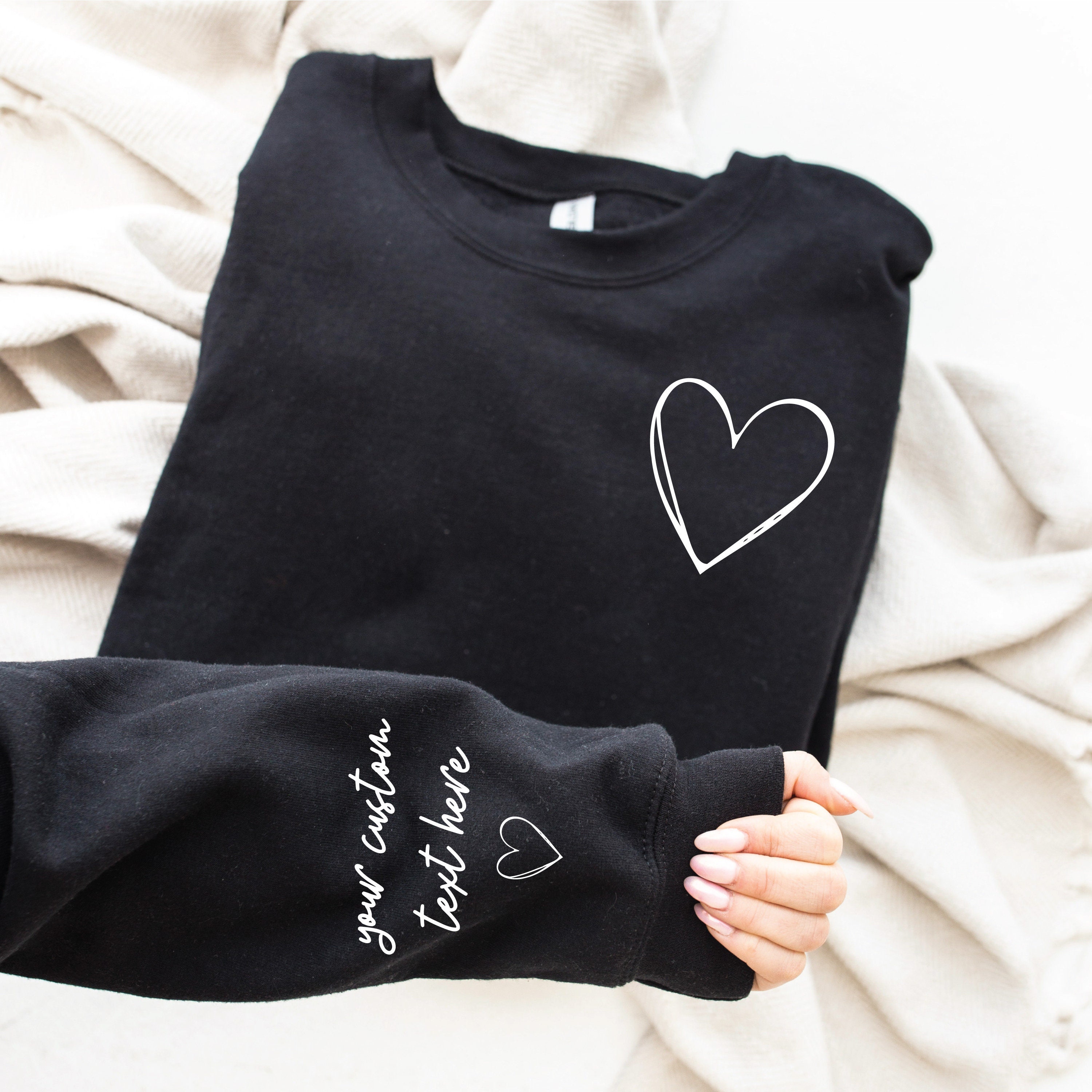 Custom Text on Sleeve Sweatshirt - Custom Text Sweatshirt ...