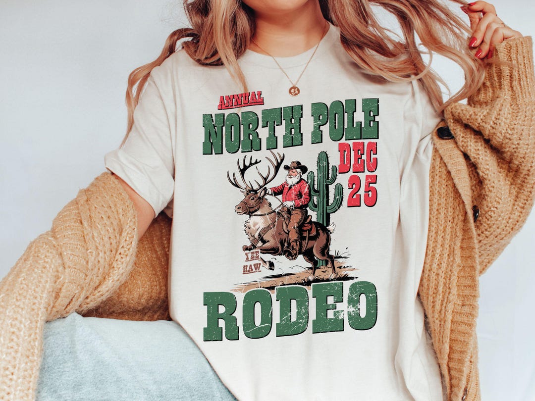 North Pole Rodeo Christmas Shirt, Country Christmas Tee, Western ...