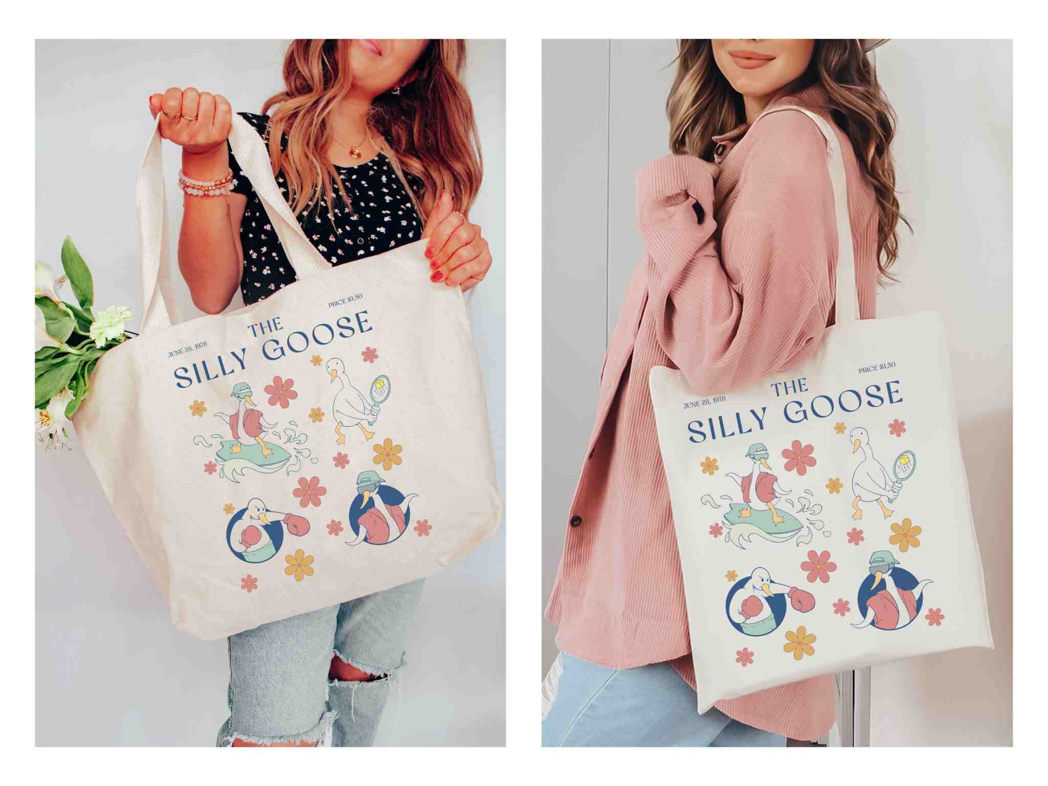 Silly Goose Tote Bag, Funny Silly Goose Bag, Goose Gift Bag, Funny Farm ...