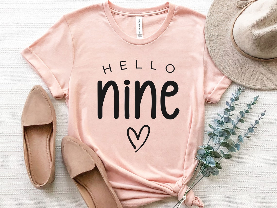 Hello Nine Shirt for Birthday Party 9th Birthday Girl Shirt | Etsy