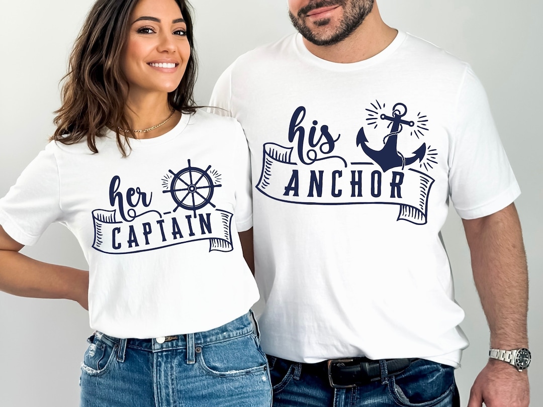 Matching Couple Cruise Shirt - Her Captain His Anchor, Cruising Partners Shirts, Cruise Couple ...