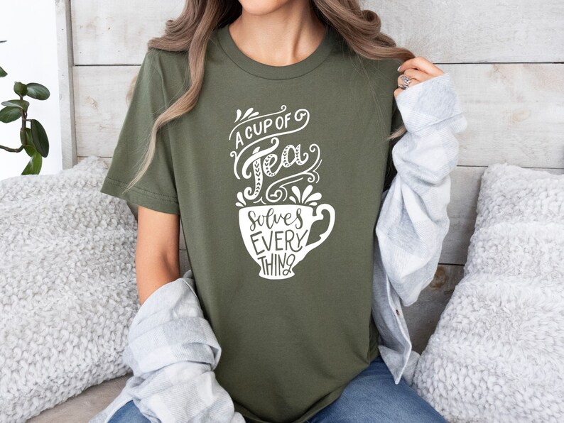 A Cup of Tea Solves Everything Sweatshirt, Tea Party Shirt, Cute Women ...