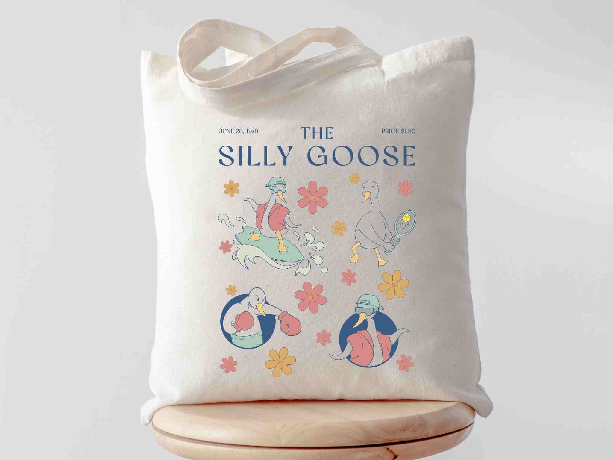 Silly Goose Tote Bag, Funny Silly Goose Bag, Goose Gift Bag, Funny Farm ...