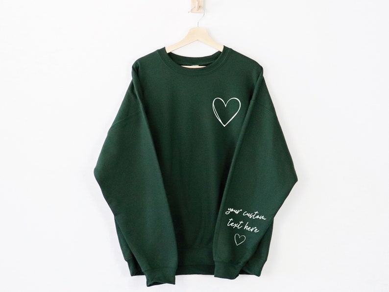 Custom Text on Sleeve Sweatshirt - Custom Text Sweatshirt ...