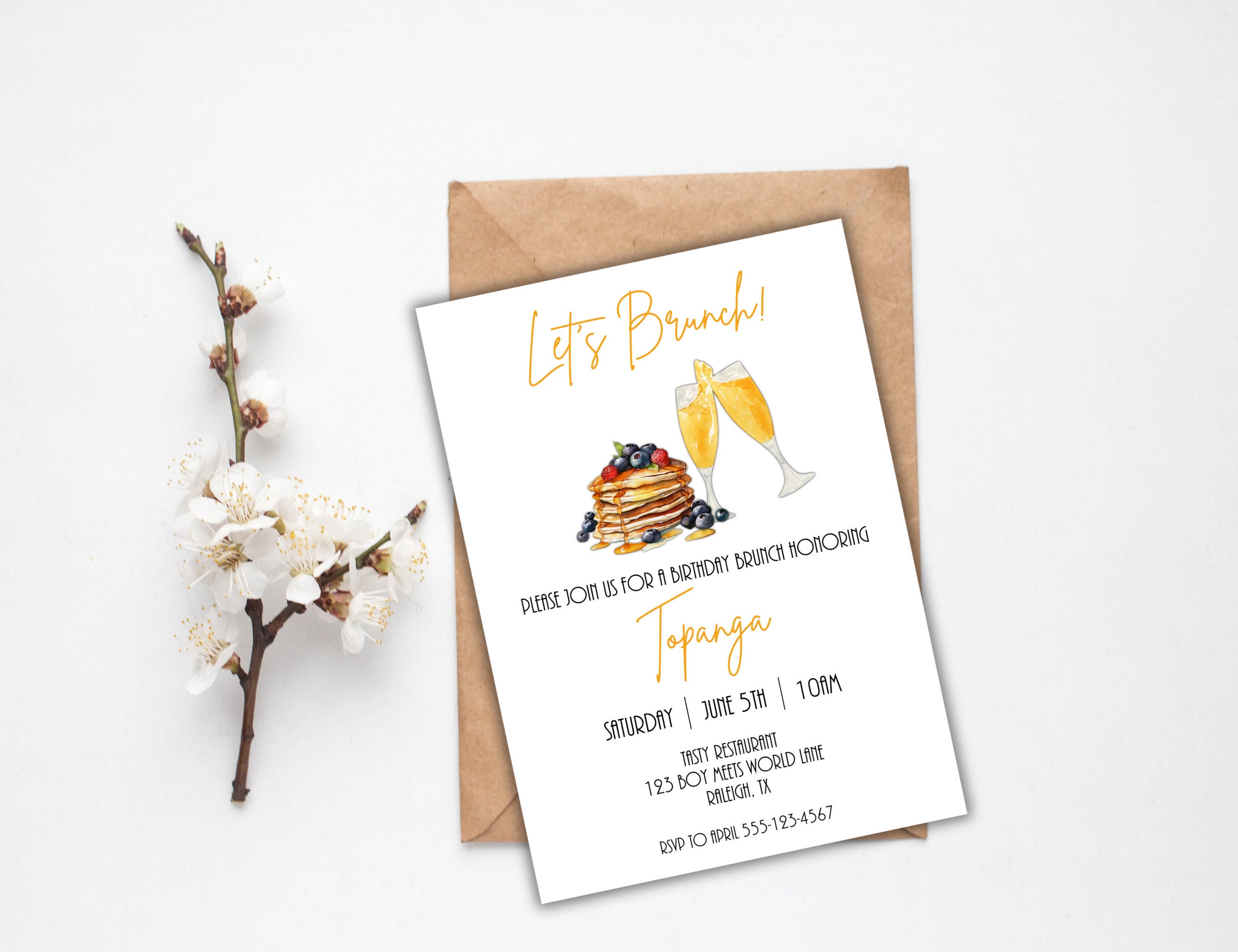Editable Let's Brunch Invitation, Birthday Brunch Invite, Digital ...