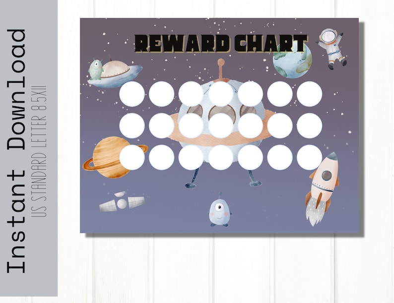 Space Reward Chart | Reward Chart | Kids Potty Chart | Astronaut ...