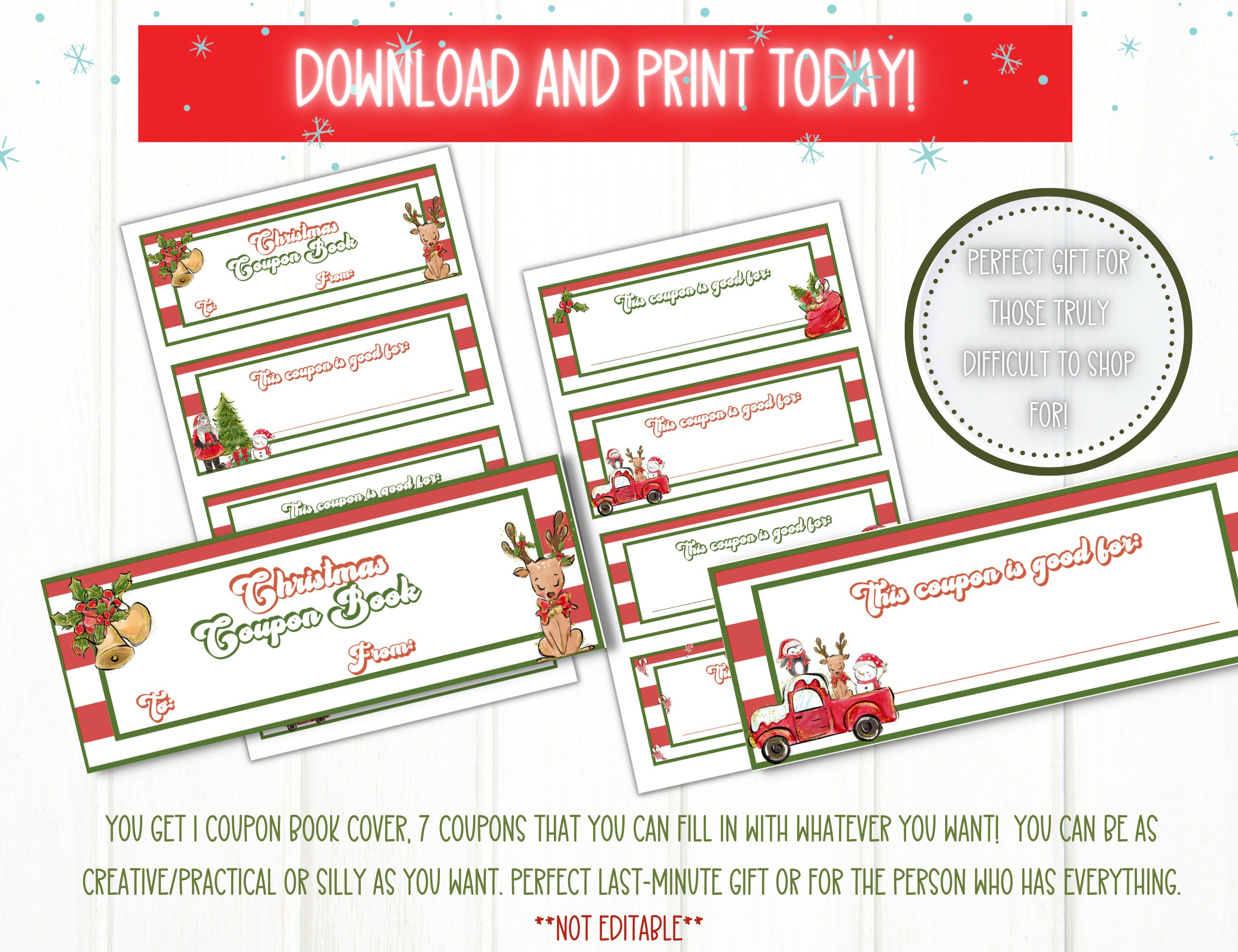 Printable Christmas Coupon, Christmas Printable Gift, Holiday Christmas ...