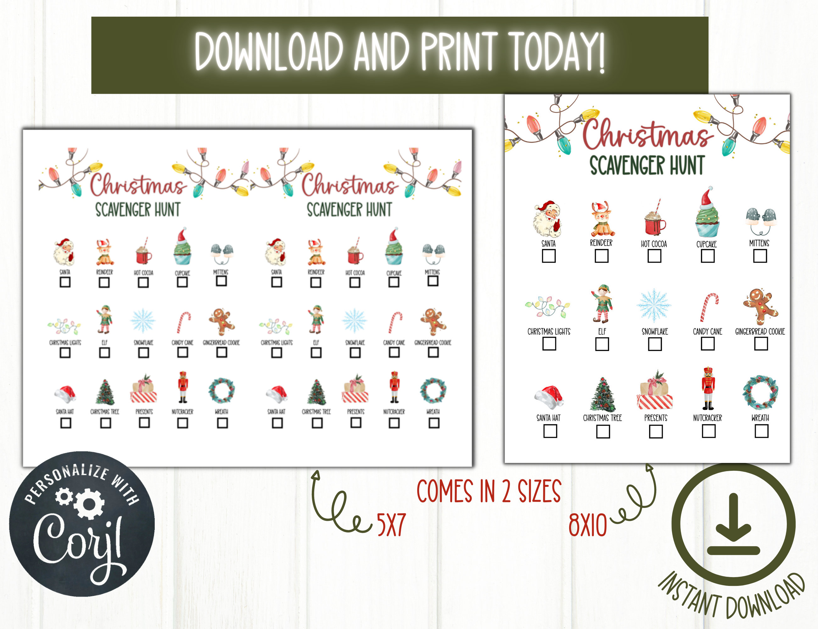 EDITABLE Christmas Scavenger Hunt, Kids Christmas Game, Classroom ...
