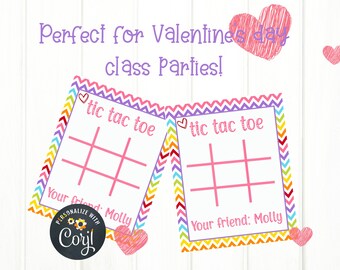 Editable Tic Tac Toe Valentine Tag | 2x3 Printable Classroom Valentine ...