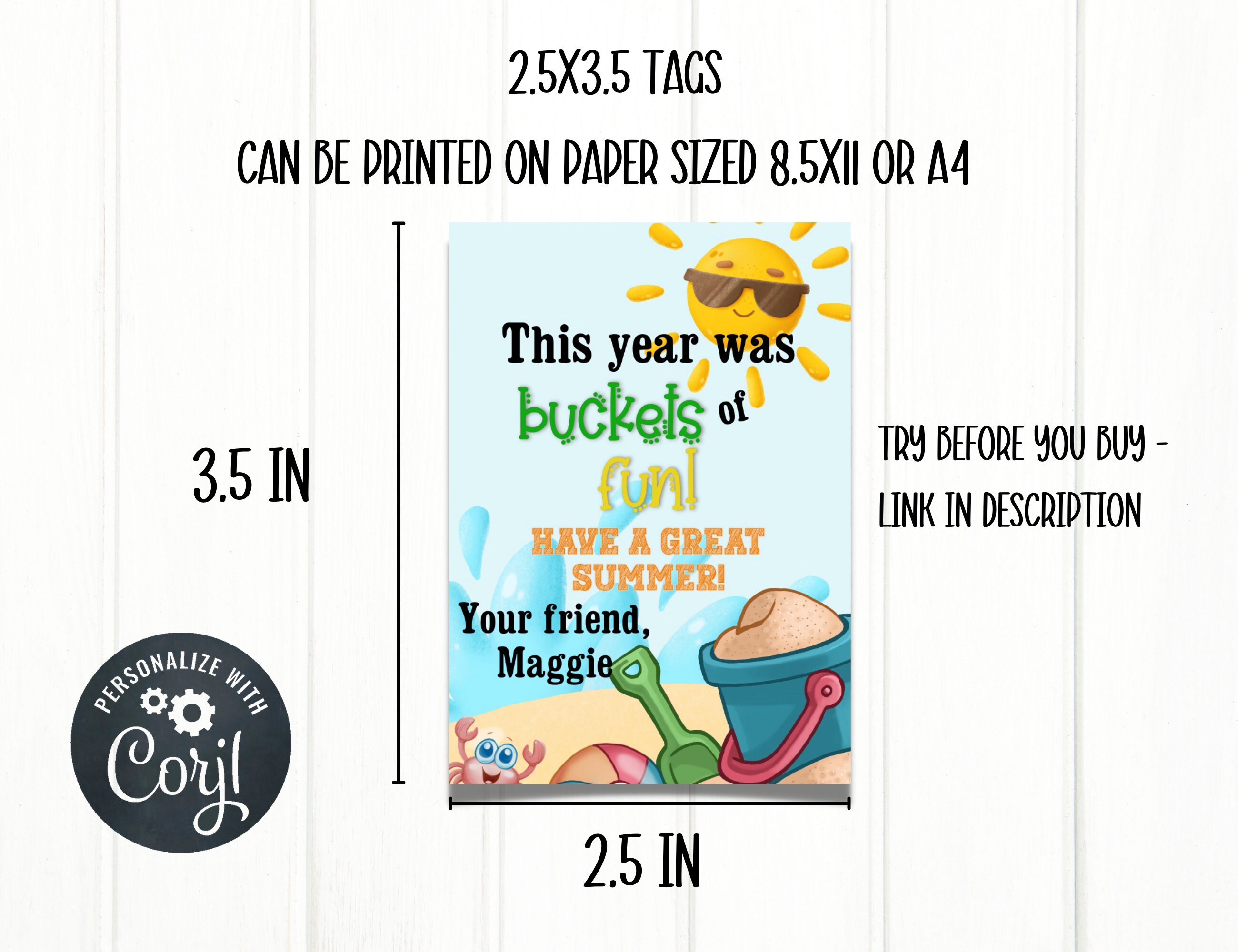 Editable This Year Was Buckets of Fun Have a Great Summer Tag, End of ...