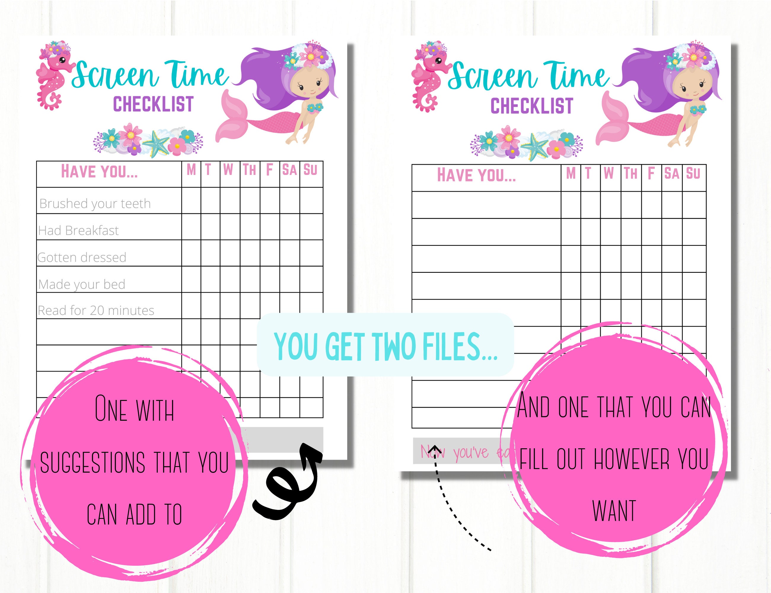 Mermaid Screen Time Checklist | Mermaid Reward Chart | Kids Screen Time ...