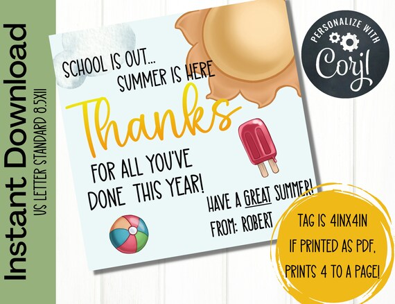 EDITABLE Teacher/staff Appreciation Tag End of Year Tag - Etsy