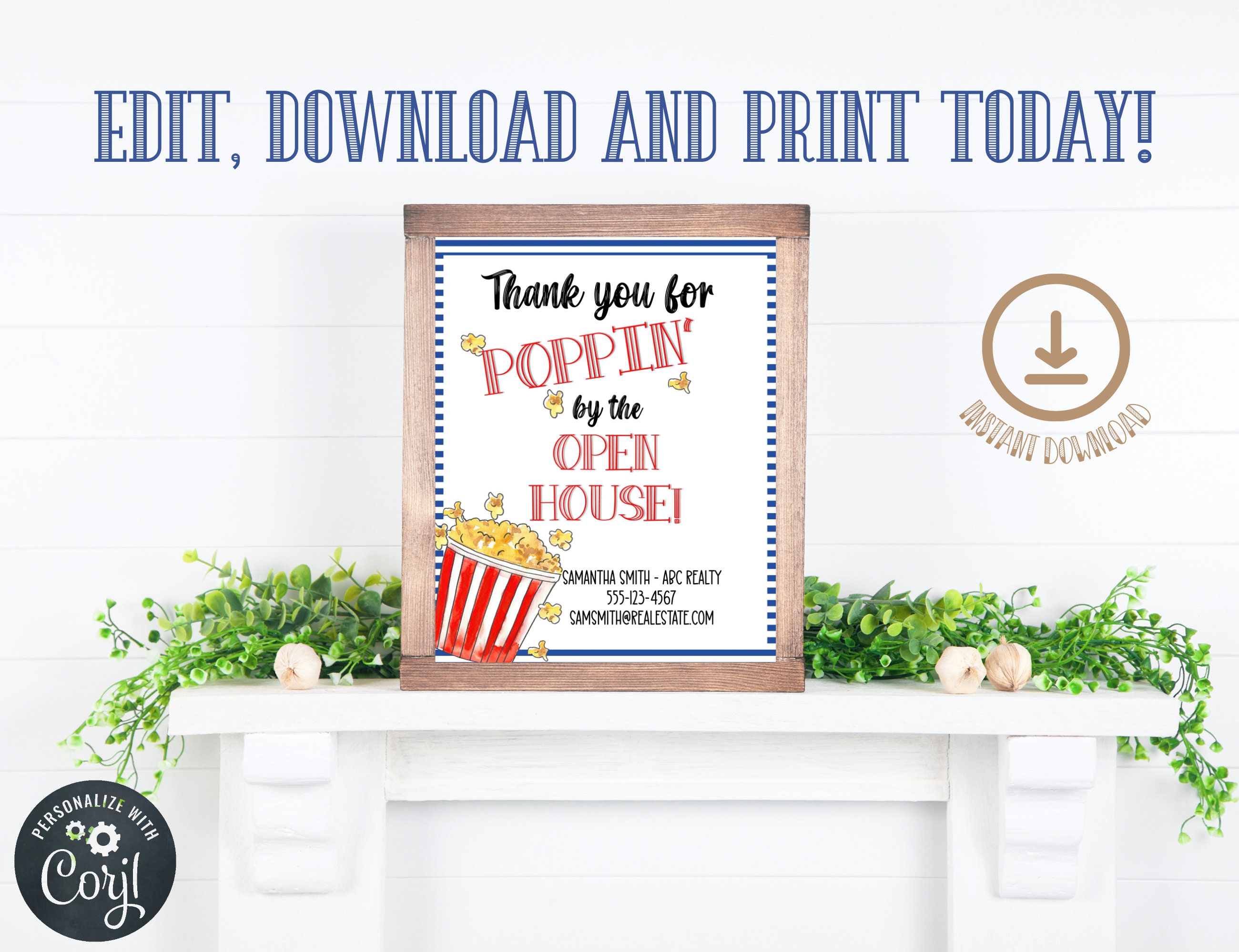 Realtor Sign Thanks for Poppin By Open House Sign Thanks - Etsy