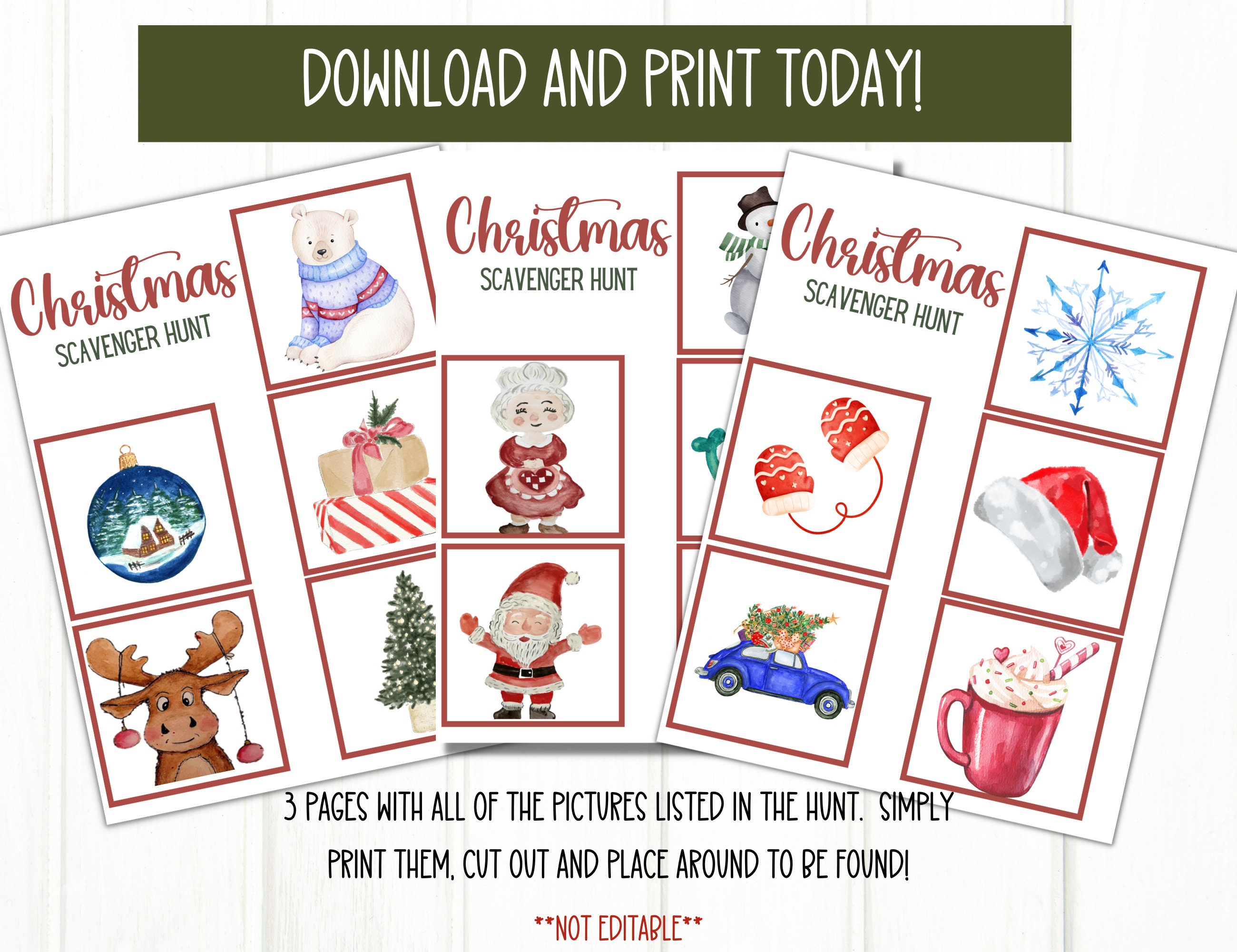 Christmas Scavenger Hunt, Kids Christmas Game, Classroom Christmas Game ...