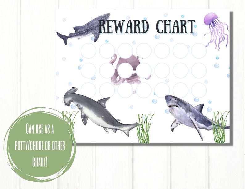 Shark Reward Chart | Reward Chart | Kids Potty Chart | Deep Sea Rewards ...