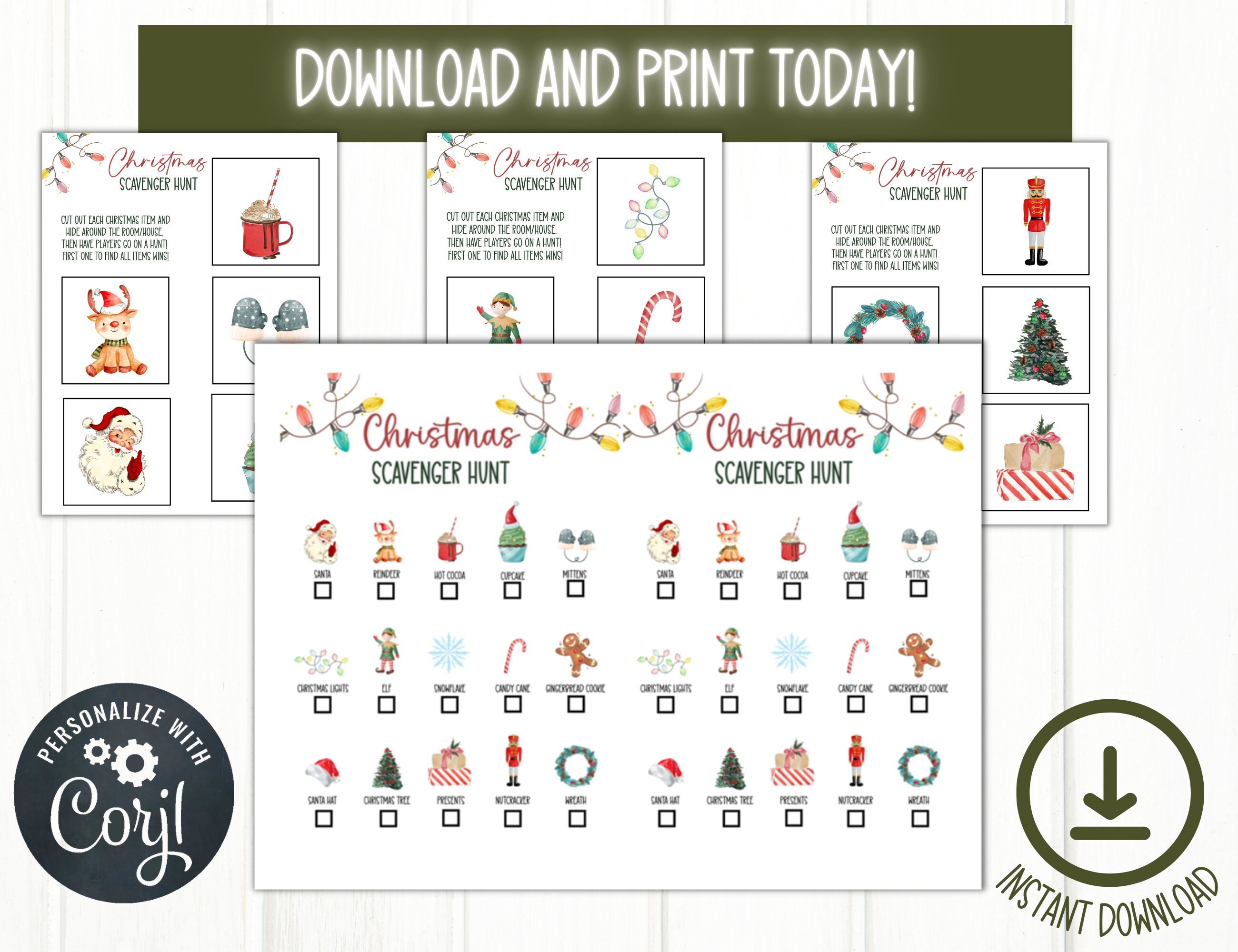 EDITABLE Christmas Scavenger Hunt, Kids Christmas Game, Classroom ...