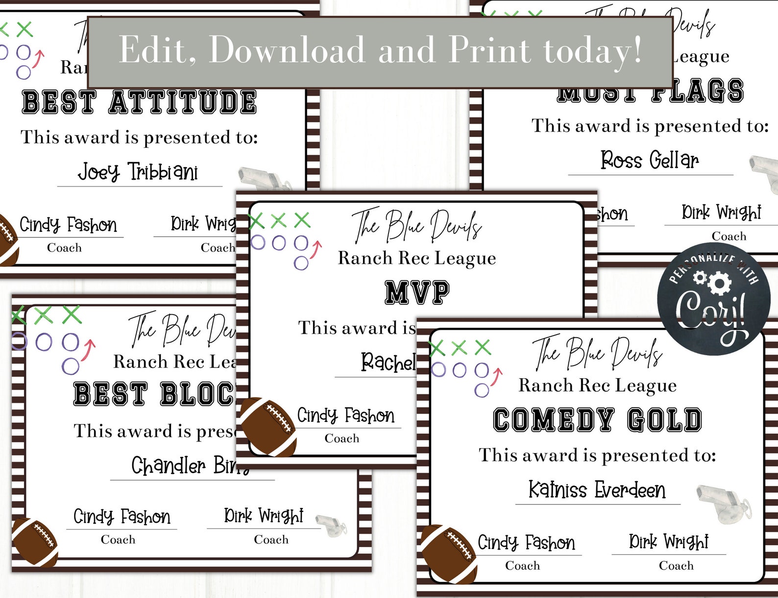 Editable Football Award Certificates, Football End of Season Awards - Etsy