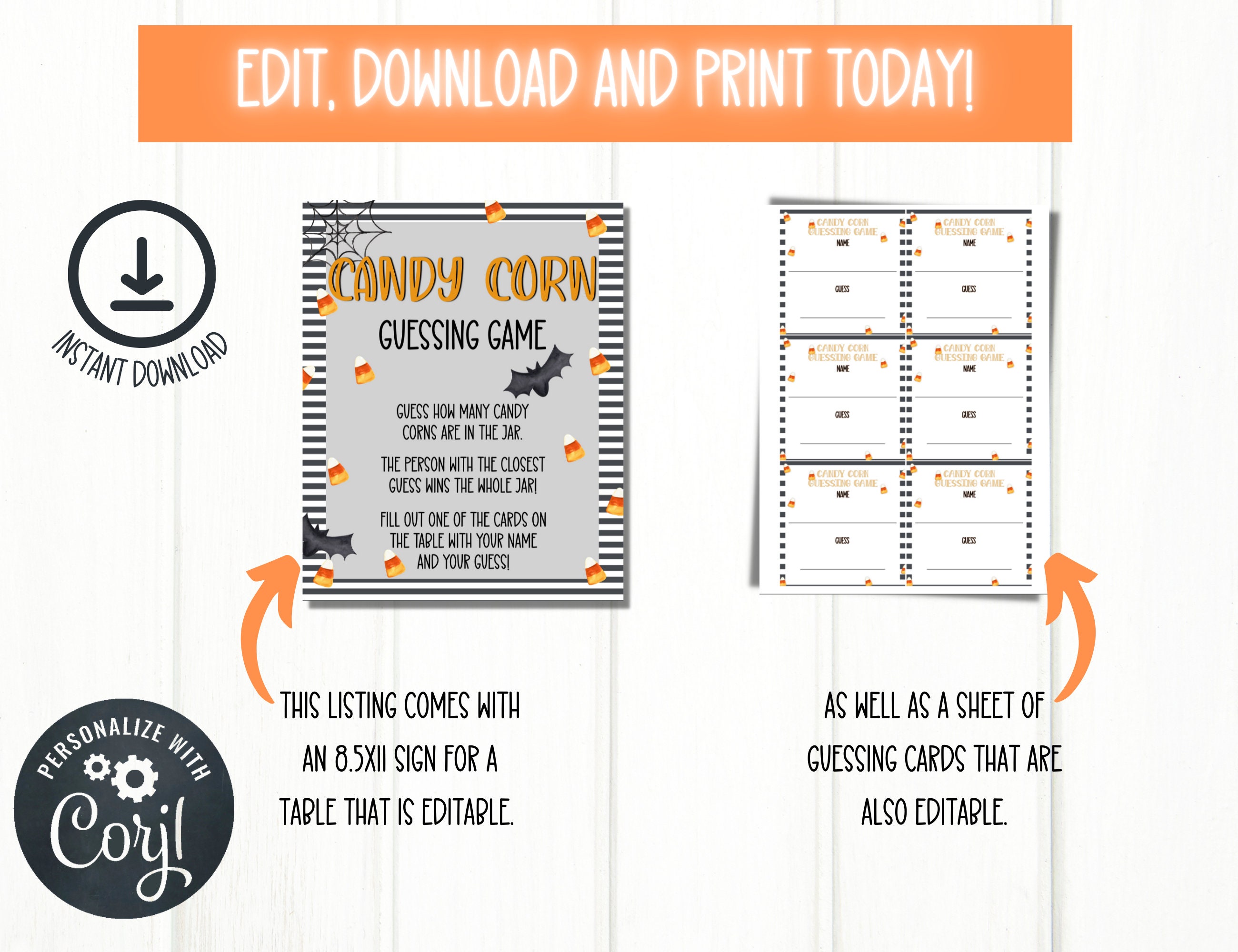Editable Candy Corn Guessing Game, Candy Corn Guessing Game for Fall ...