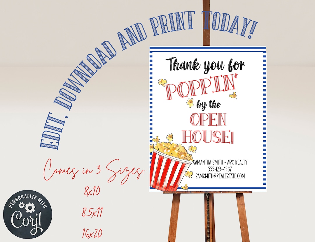 Realtor Sign - Thanks for Poppin By, Open House Sign, Thanks for Coming ...