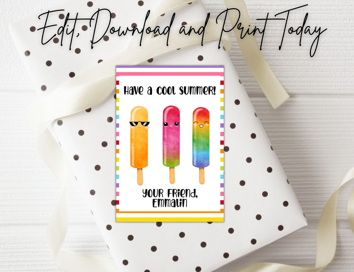 Editable End of Year Summer Tag, Have a Cool Summer - Etsy