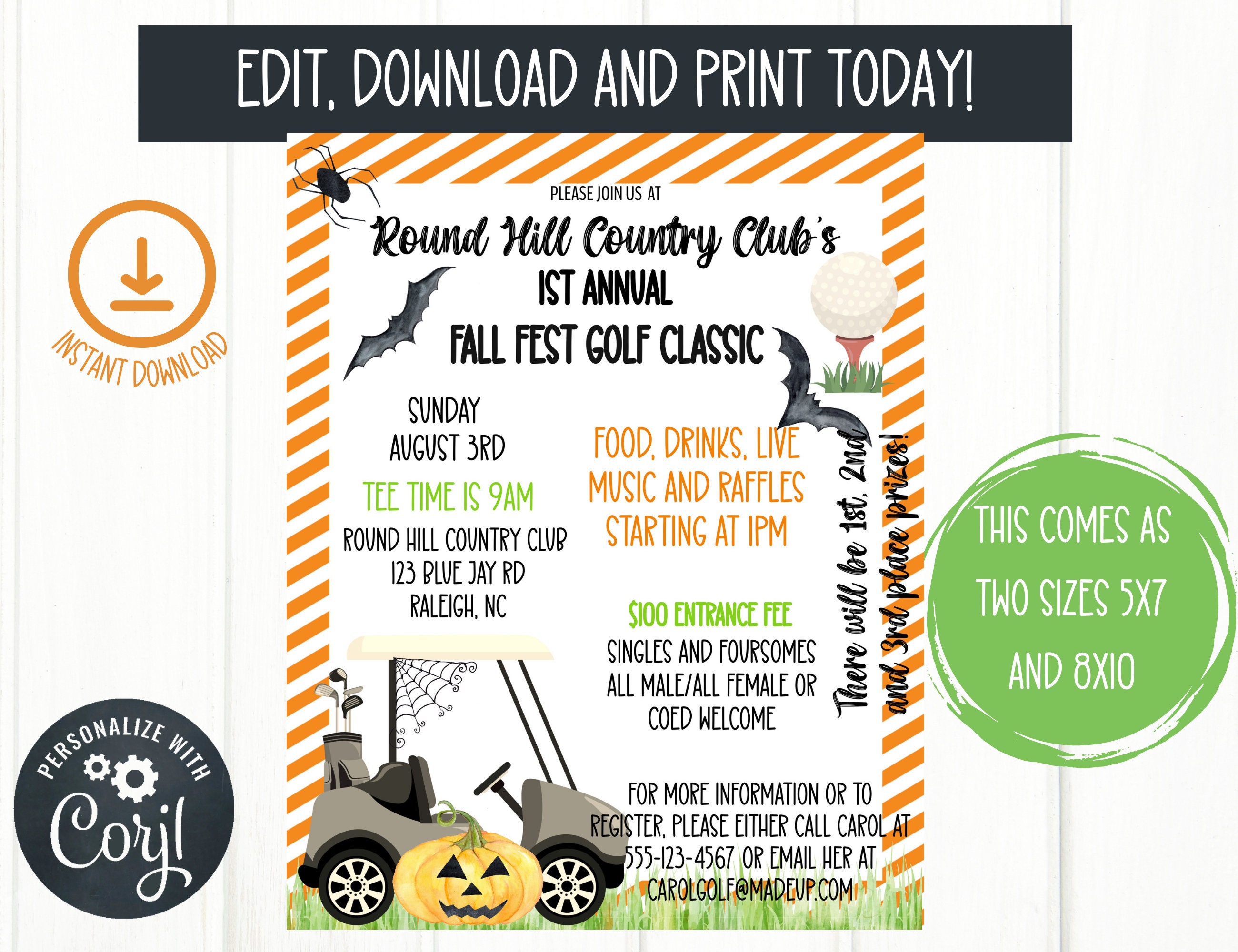 Halloween Golf Tournament Ghosts & Goblins 4 Person Scramble