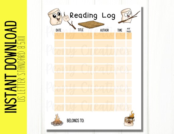 Kids Summer Reading Log Fun Reading Log Summer Activity - Etsy