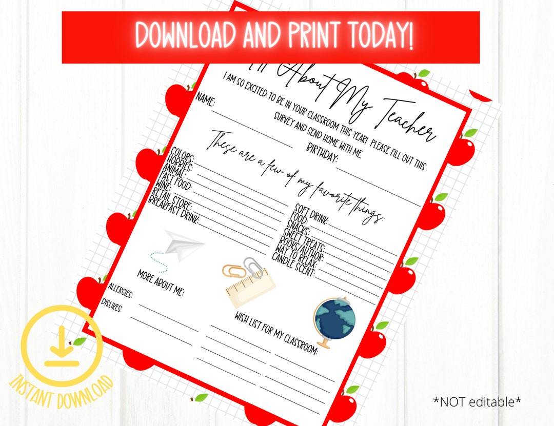 All About My Teacher Questionnaire, Back to School Flyer, Back to ...