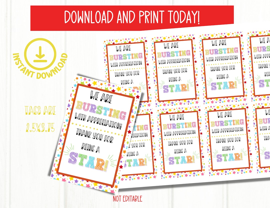 Thank You for Being a Star, Employee Appreciation, Teacher Appreciation ...