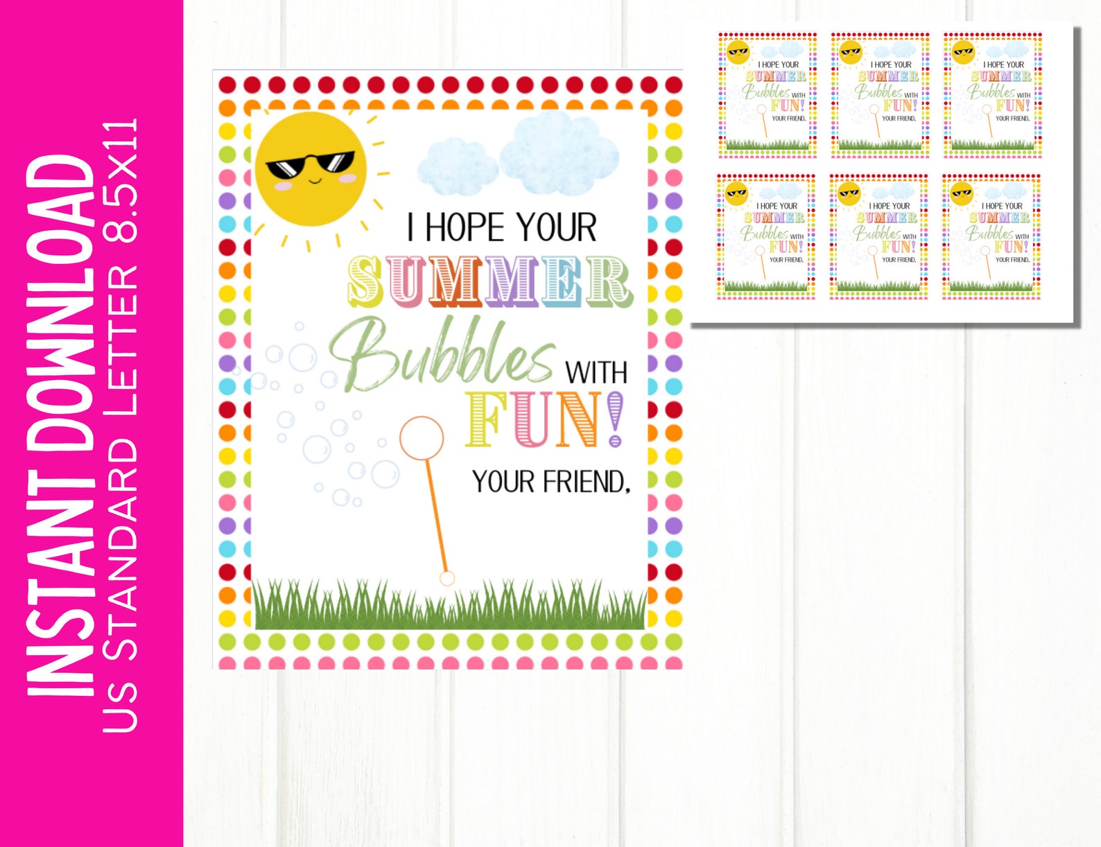 Summer Gift Tag | I Hope Your Summer Bubbles With Fun | End of Year Tag ...