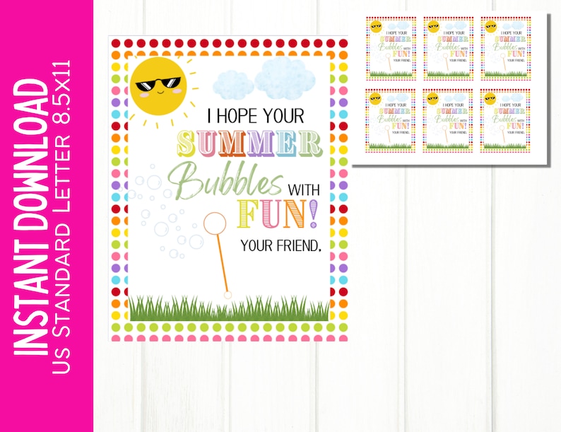 Summer Gift Tag | I Hope Your Summer Bubbles With Fun | End of Year Tag ...