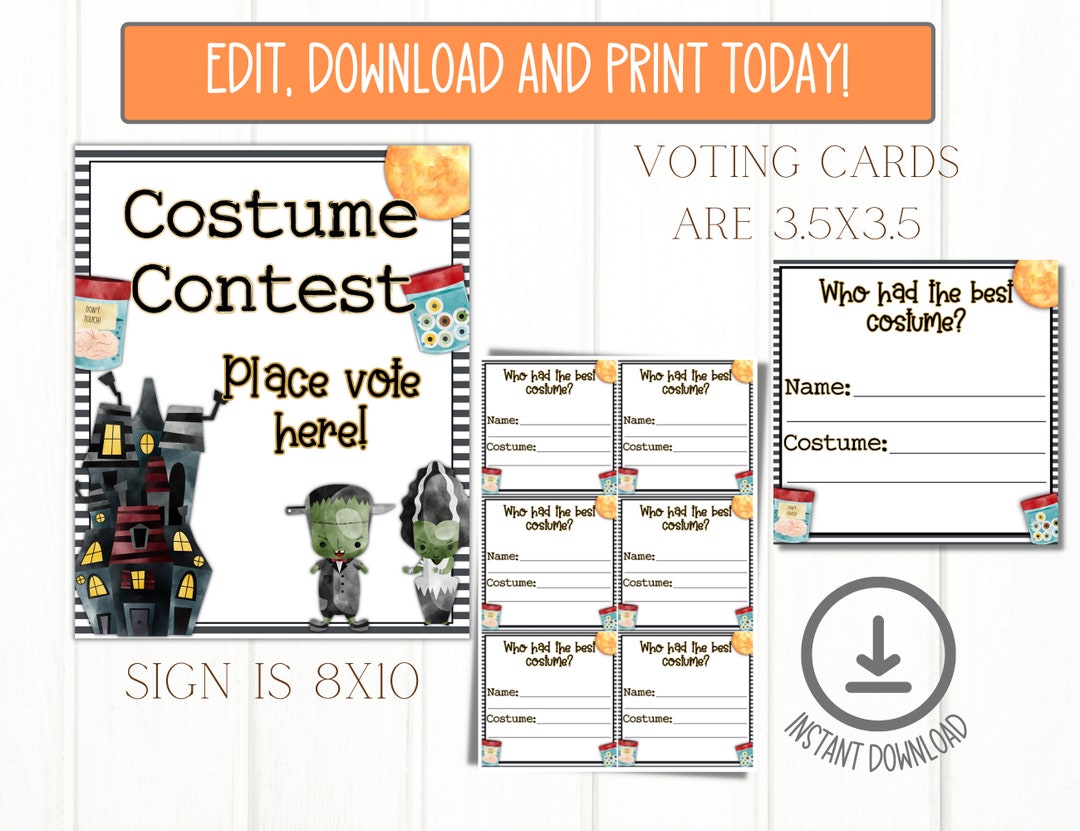 Costume Contest and Voting Cards 2 - Etsy