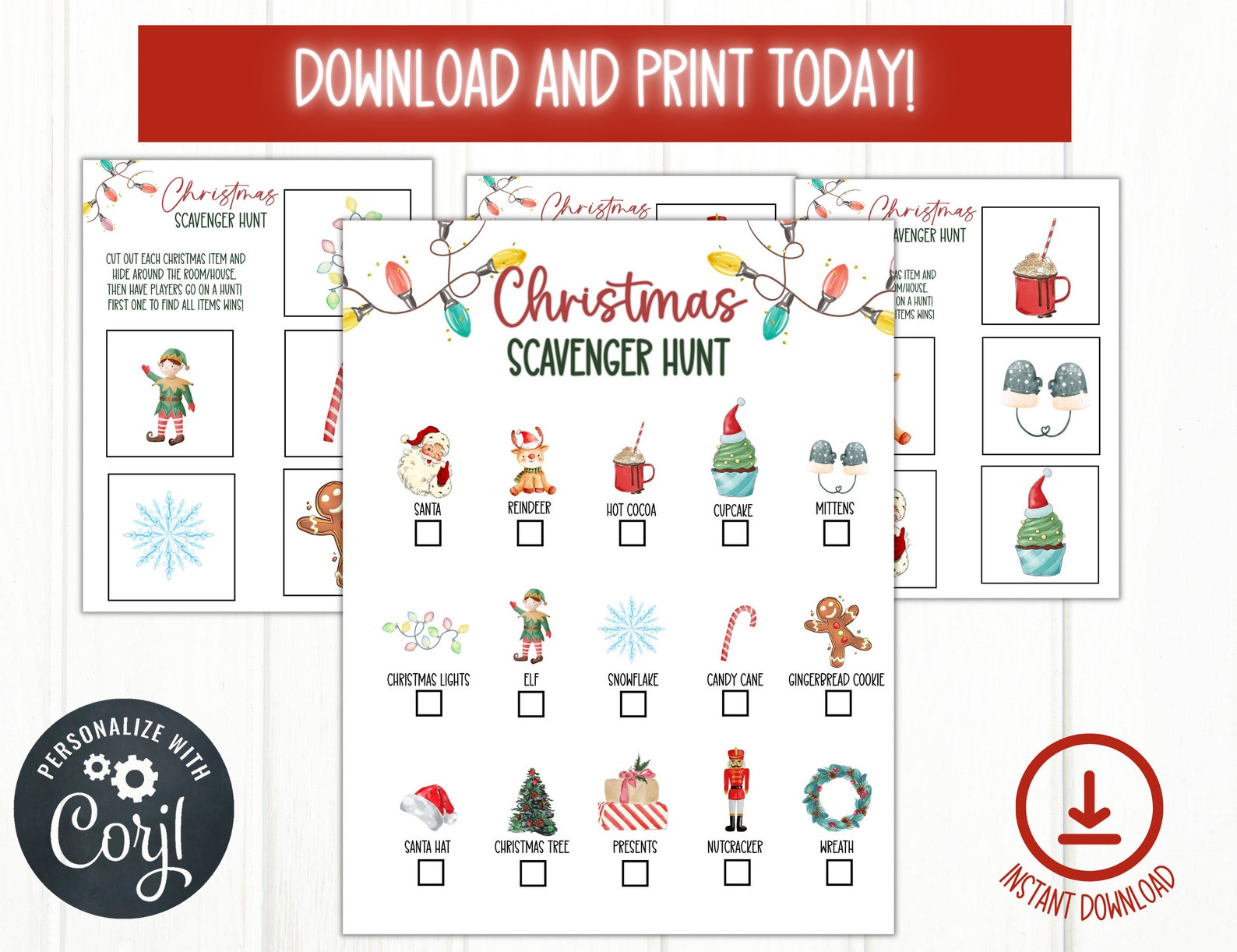 EDITABLE Christmas Scavenger Hunt, Kids Christmas Game, Classroom ...