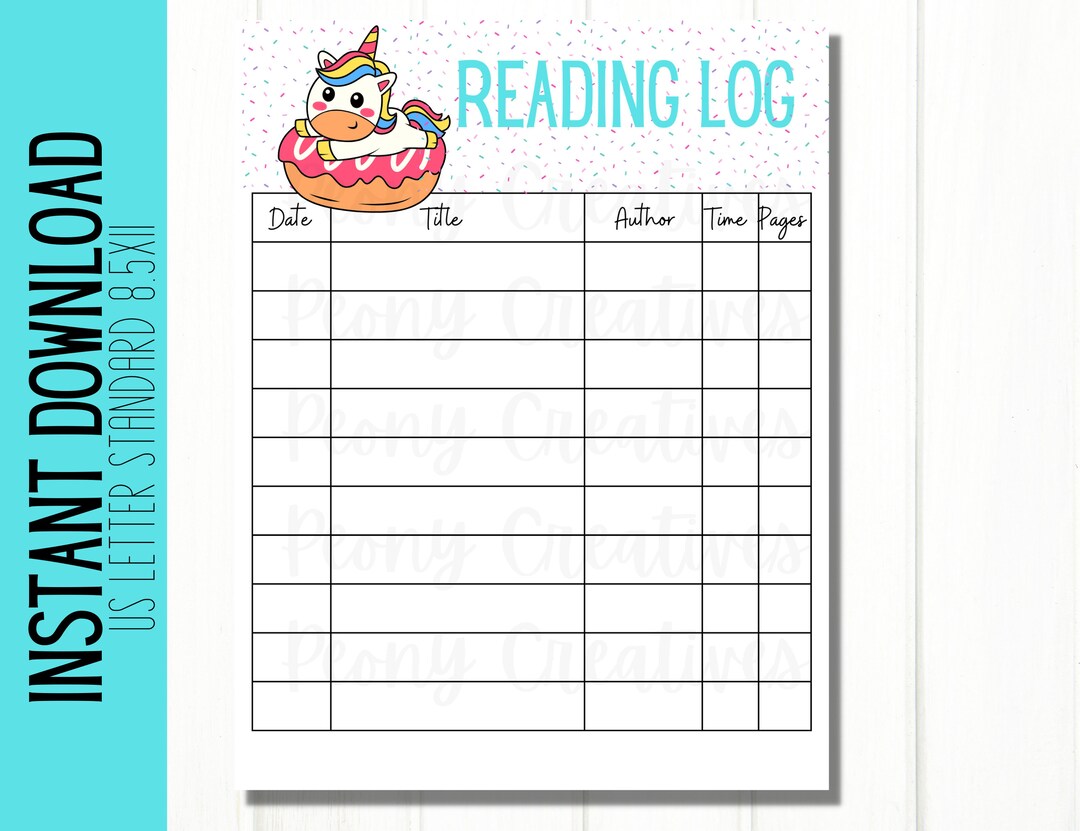 Kids Unicorn Reading Log, Summer Reading Log, Printable, Homeschool ...