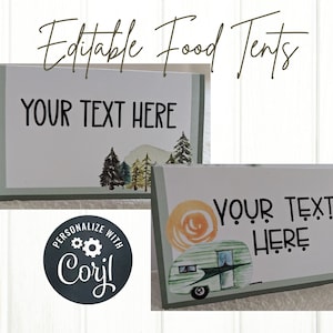 Editable Camping Theme Food Labels, Camping Party Food Tent, Birthday ...