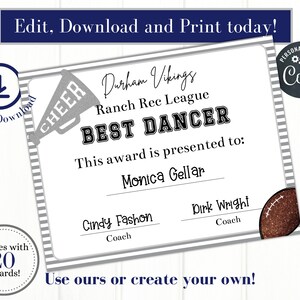 Editable Cheer Awards Certificates, Cheer End of Season Awards - Etsy