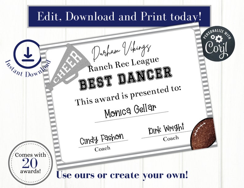 Editable Cheer Awards Certificates, Cheer End of Season Awards - Etsy